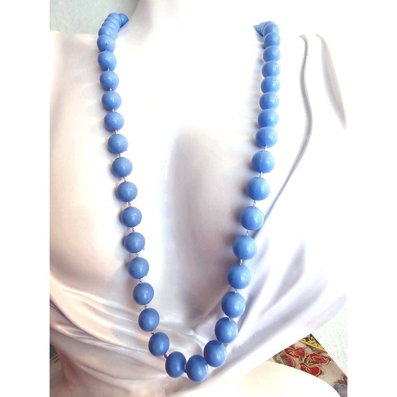 Jewelry | Light Weight 18 Baby Blue Hard Plastic Bead Necklace | Poshmark